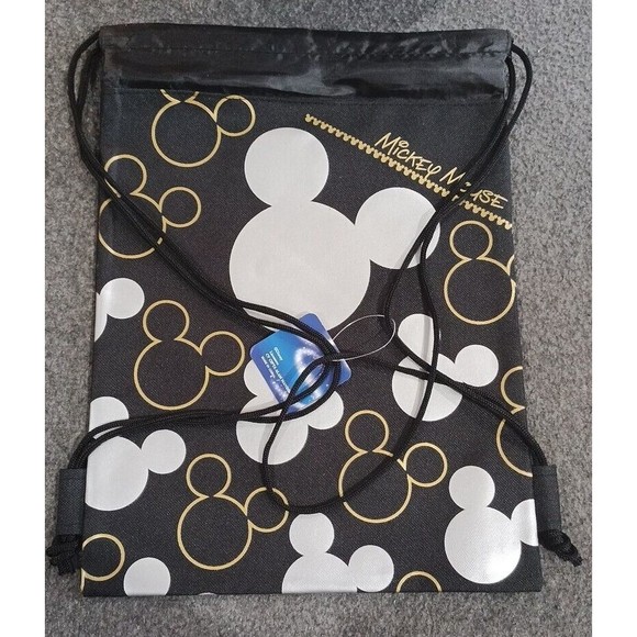 Disney | Other | Disney Mickey Mouse Silver Ears Black Cinch Sack ...